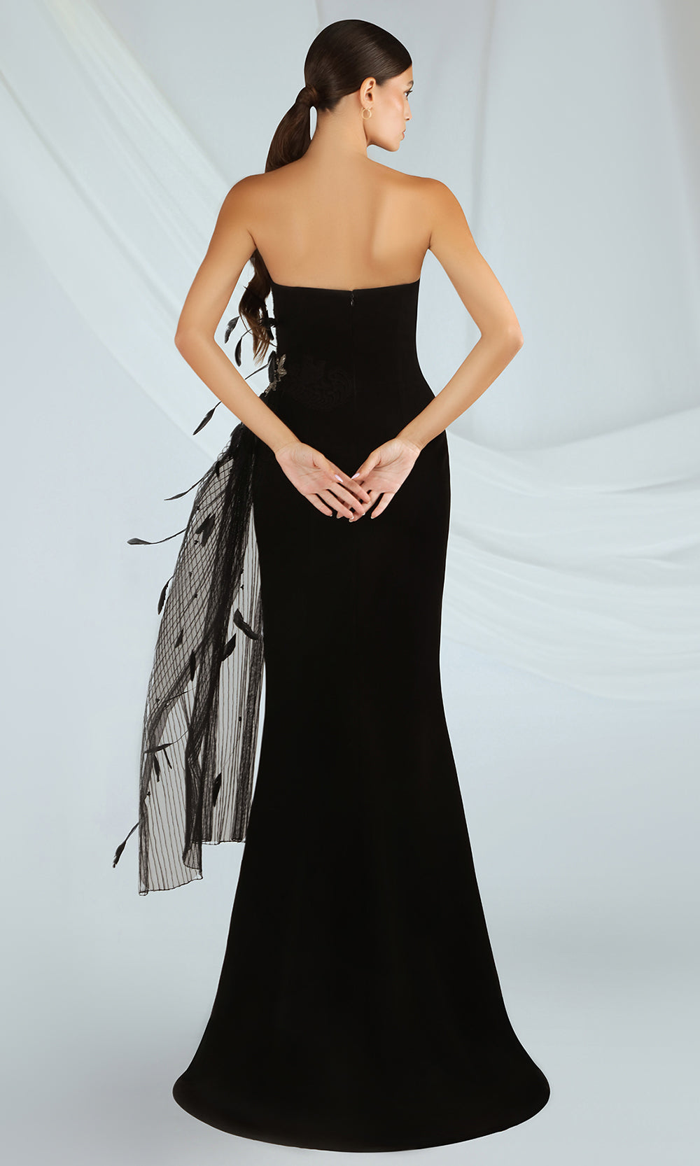 Gatti Nolli Couture OP-7385 - Long Crepe, Tulle Sheath Dress - Hand-Embroidered Applique, Beaded ...