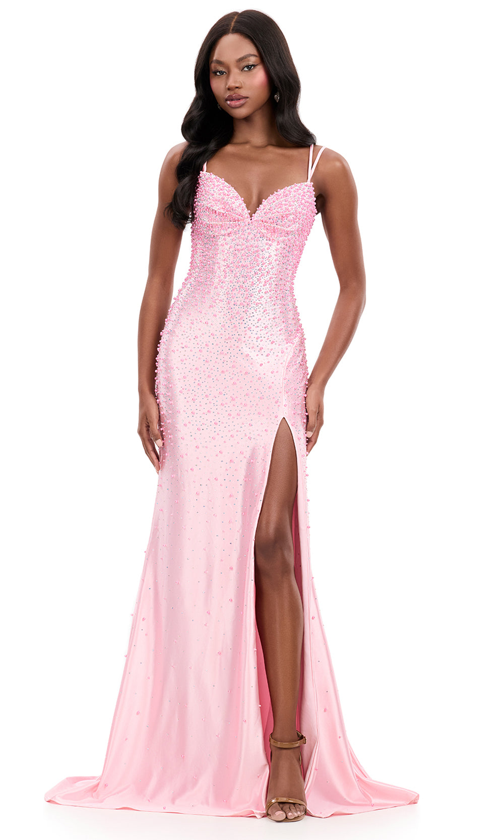 Ashley Lauren 12357 - Long Jersey Sheath Dress - Double Spaghetti ...