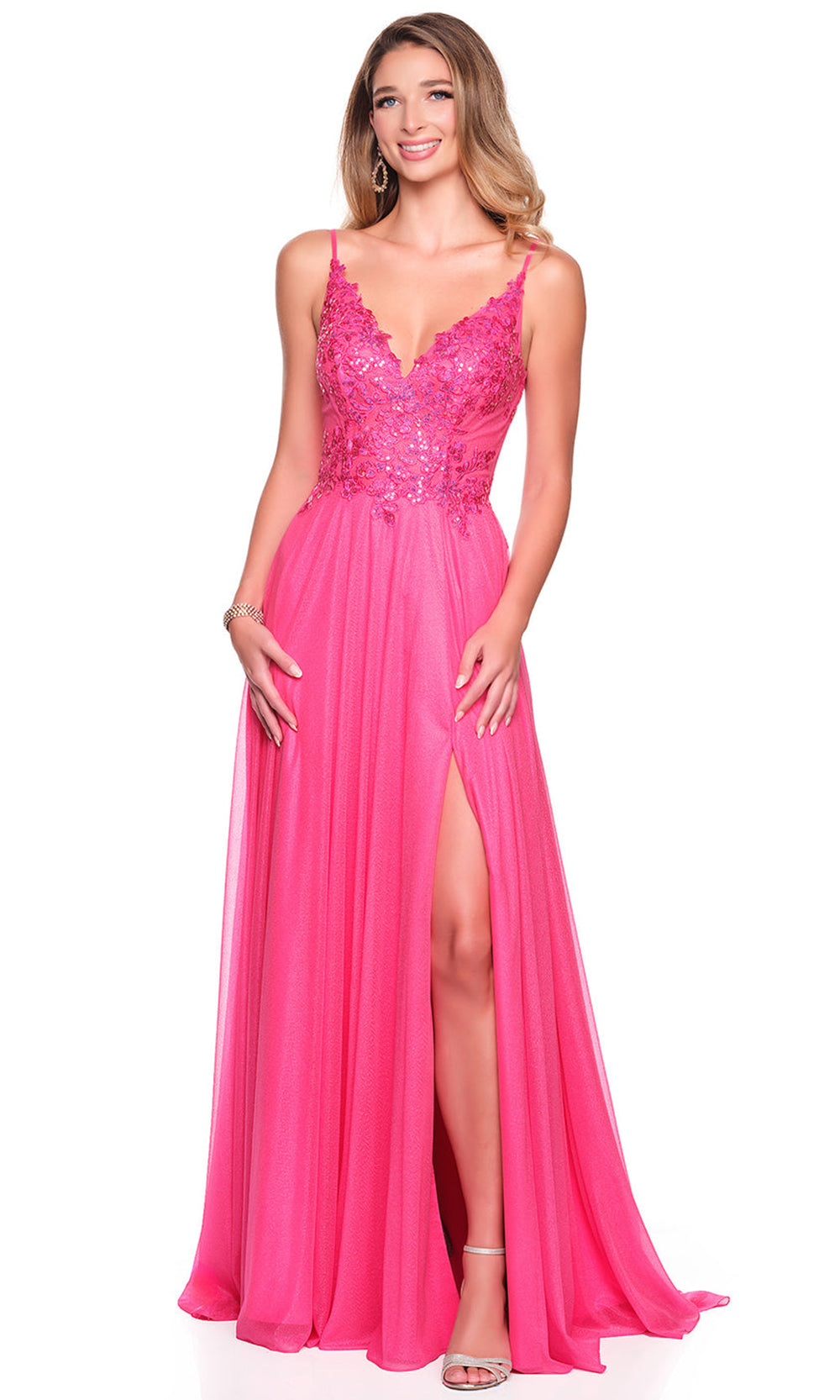 Dave & Johnny 12570 - Long A-Line Dress - Embroidered Lace Bodice, Thin ...