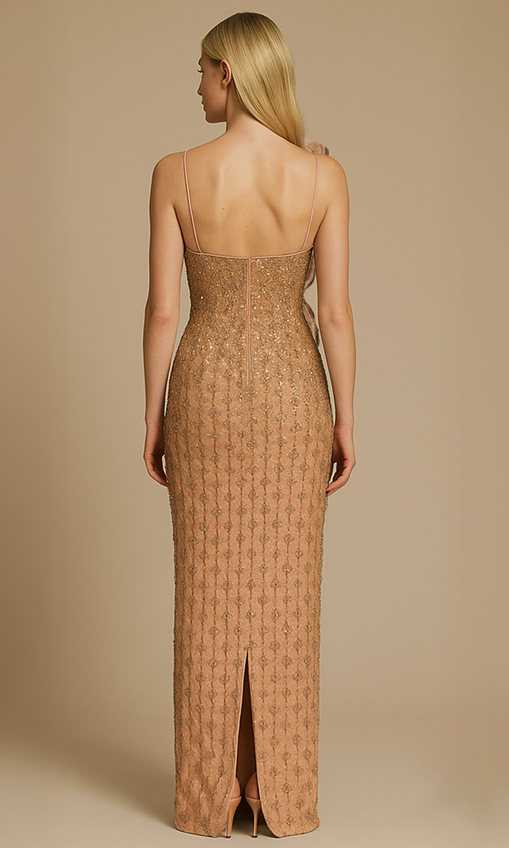 Terani Couture 252GL5228 - Long Column Dress - Spaghetti Straps, Beaded ...