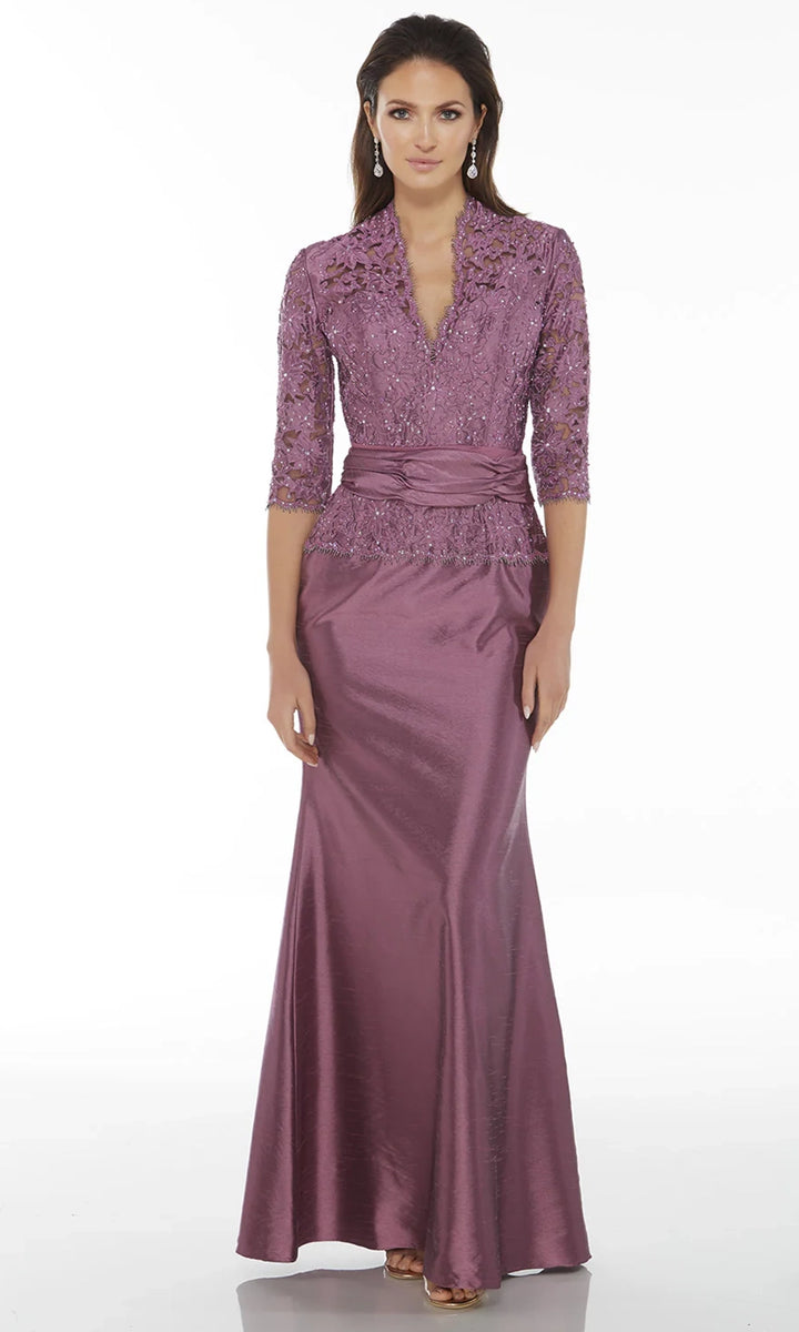 Alyce Paris 29143 - Long Poly Shantung Sheath Dress - Three Quarter ...
