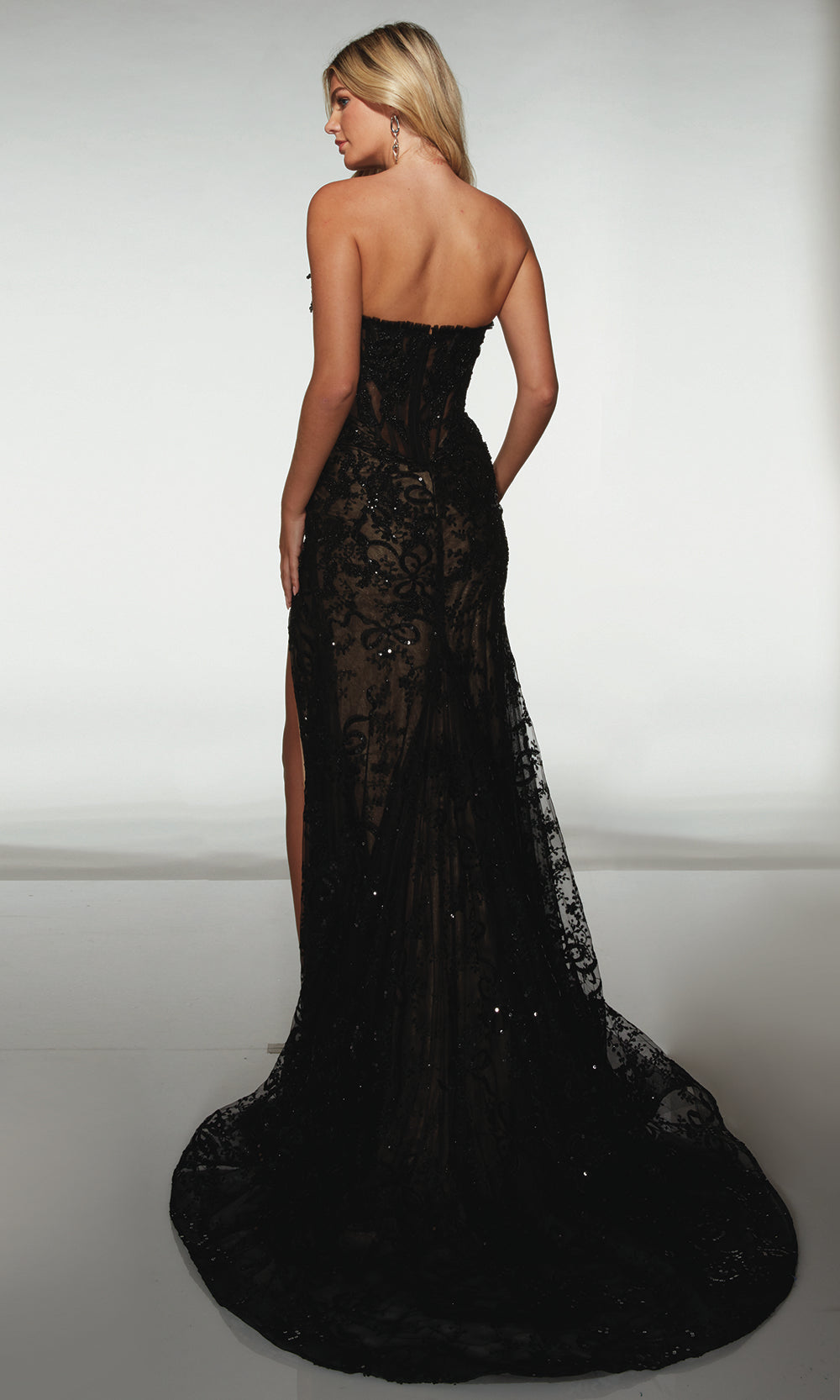 Alyce Paris 62074 - Long Lace Trumpet Dress - Strapless beaded bodice ...