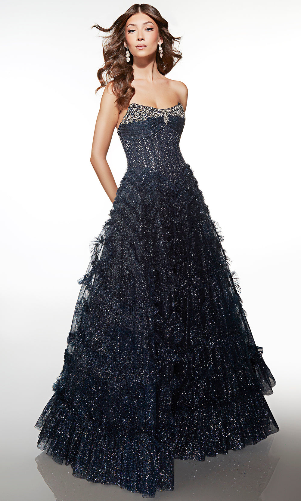 Alyce Paris 62096 - Long Glitter Tulle A-line Dress - Strapless ...