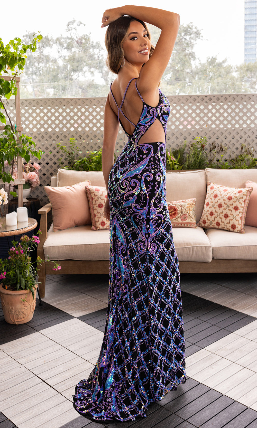 Rachel Allan 70901 - Long Stretch Tulle, Beading Sheath Dress - Double ...