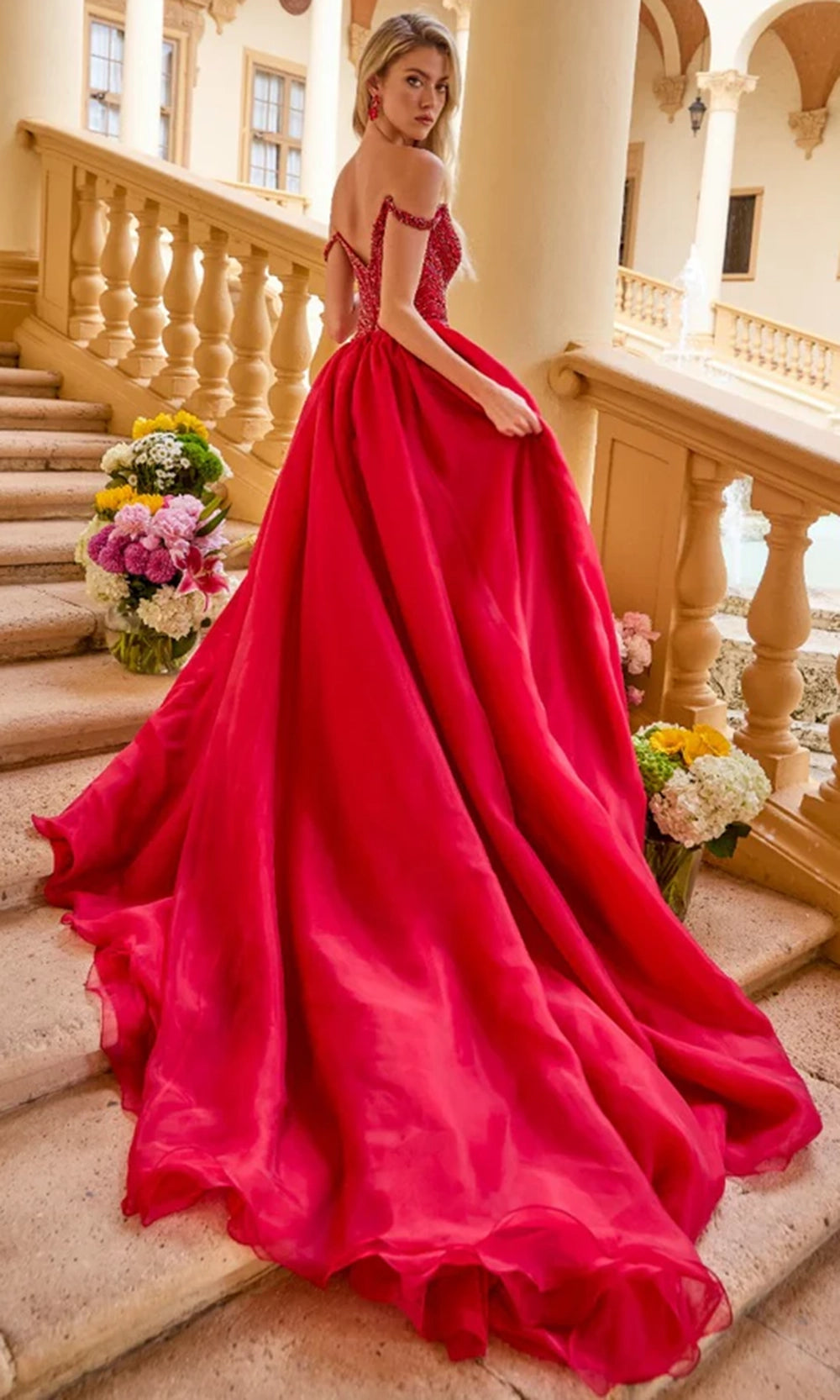 Ava Presley 47253 - Long Embellished Mesh and Organza Sheath Dress ...