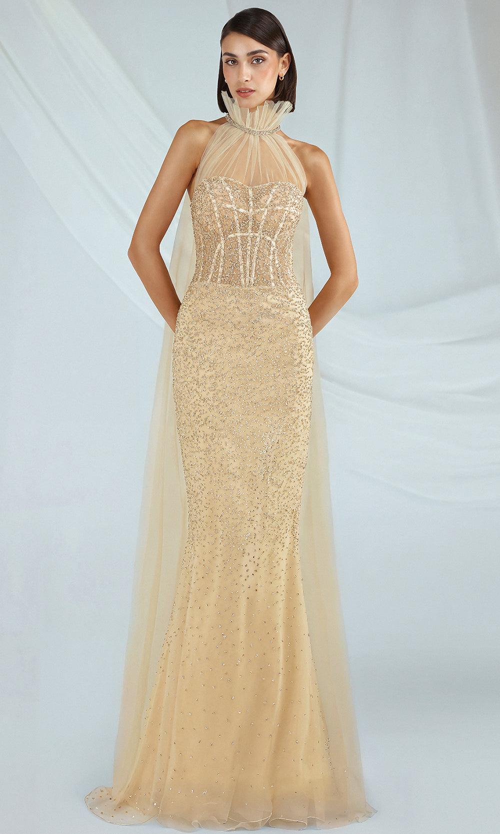 Gatti Nolli Couture OP-7448 - Long Tulle Sheath Dress - Beaded Corset ...