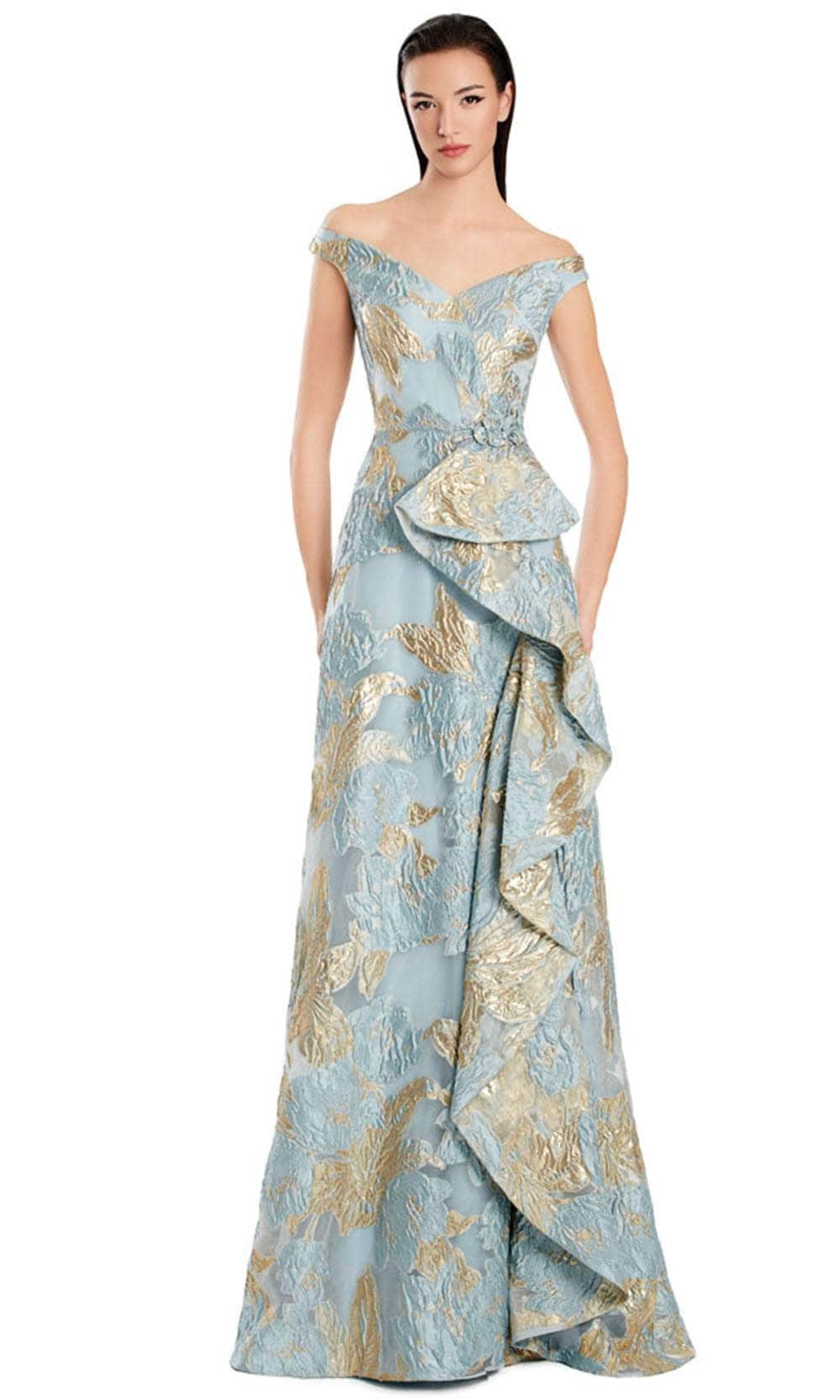 Alexander by Daymor 3095S25 - Long A-line Dress - Floral Metallic Print ...