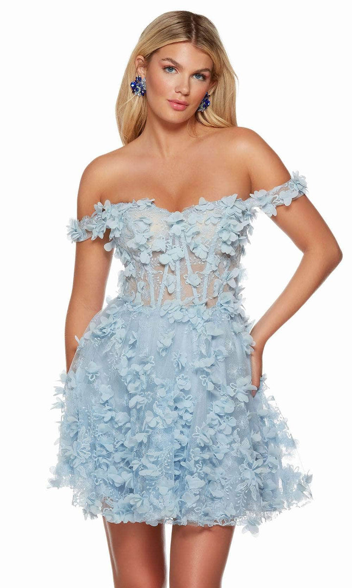 Alyce Paris 3172 - Floral Ornate Off Shoulder Homecoming Dress ...