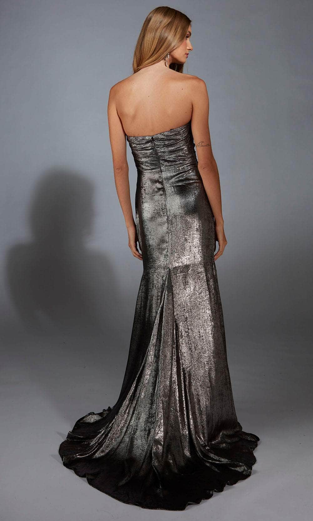 Alyce Paris 61778 - Long Metallic Voile Sheath Dress - Detachable Off ...