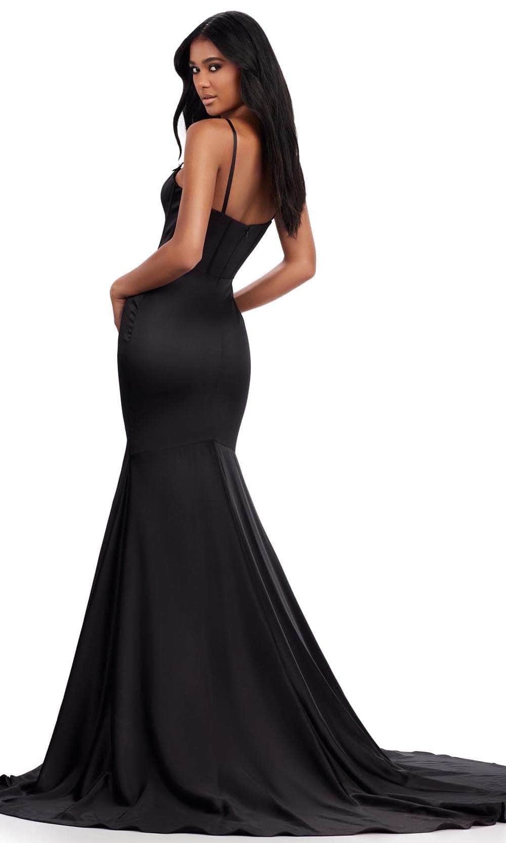 Ashley Lauren 11644 - Long Satin Trumpet Dress - Spaghetti Straps with ...