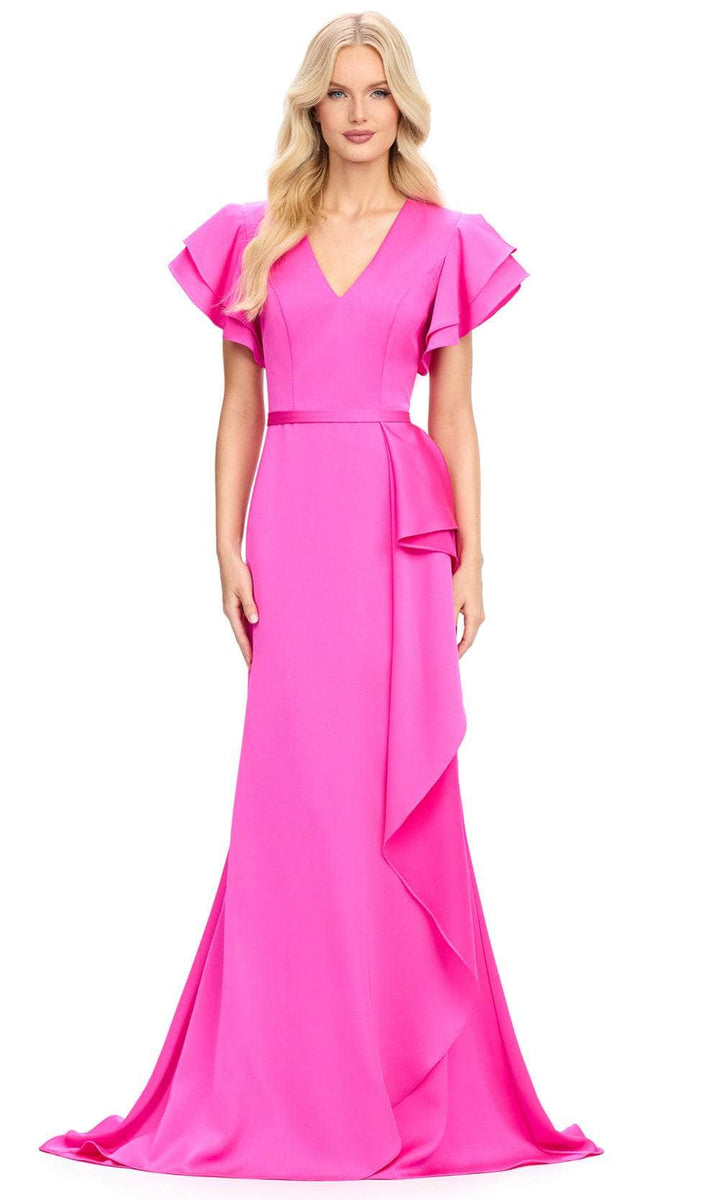 Ashley Lauren 11737 - Flutter Sleeve Ruffle Evening Gown – Couture Candy