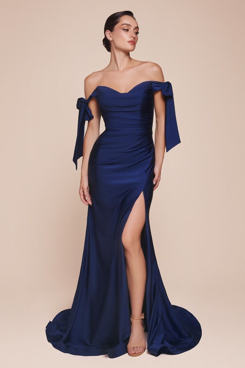 Ladivine CD943 - High-Slit Jersey Evening Modest Prom Dress – Couture Candy