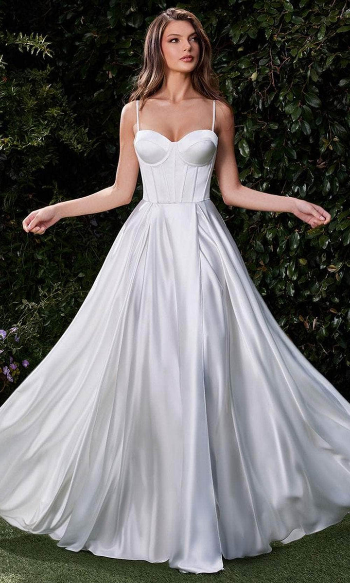 Cinderella Divine Bridal CD337W - Long Satin A-Line Dress - Fitted ...
