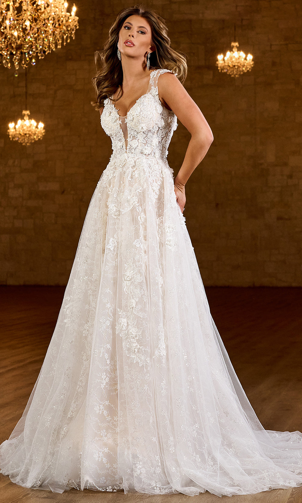 Rachel Allan Bridal RB4194 - Long Tulle, Glitter Tulle A-line Dress ...