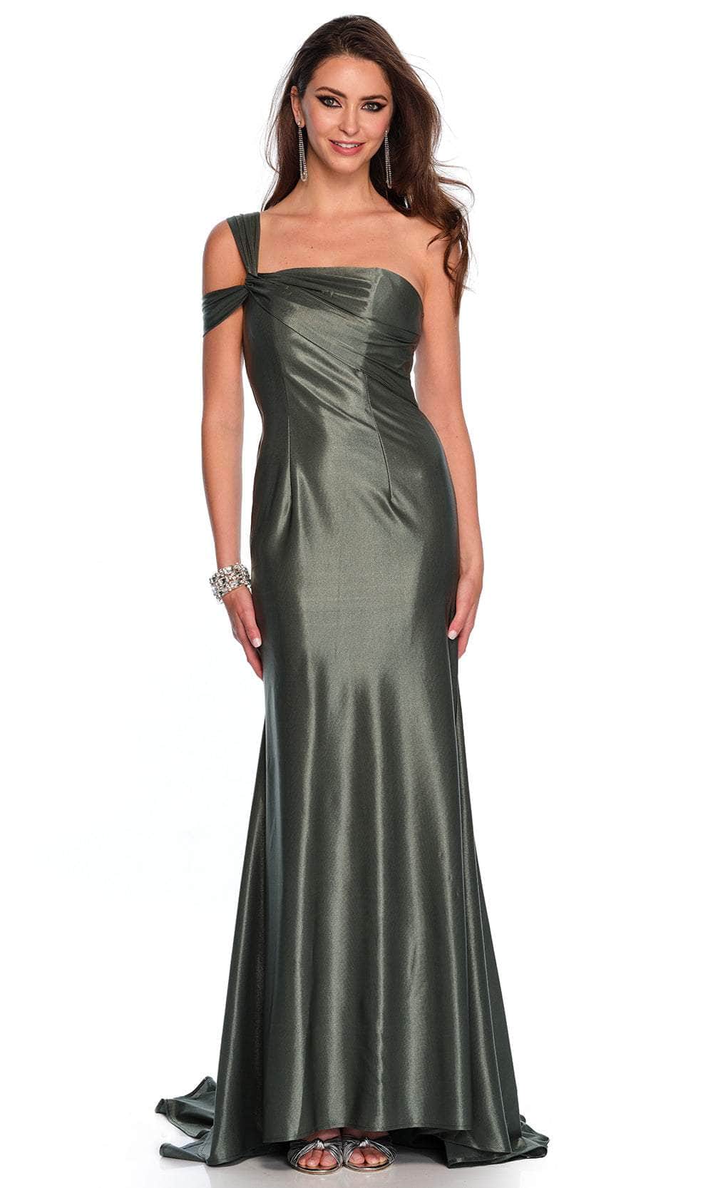 Dave & Johnny 11486 - Ruched One Sided Cold Shoulder Prom Gown ...