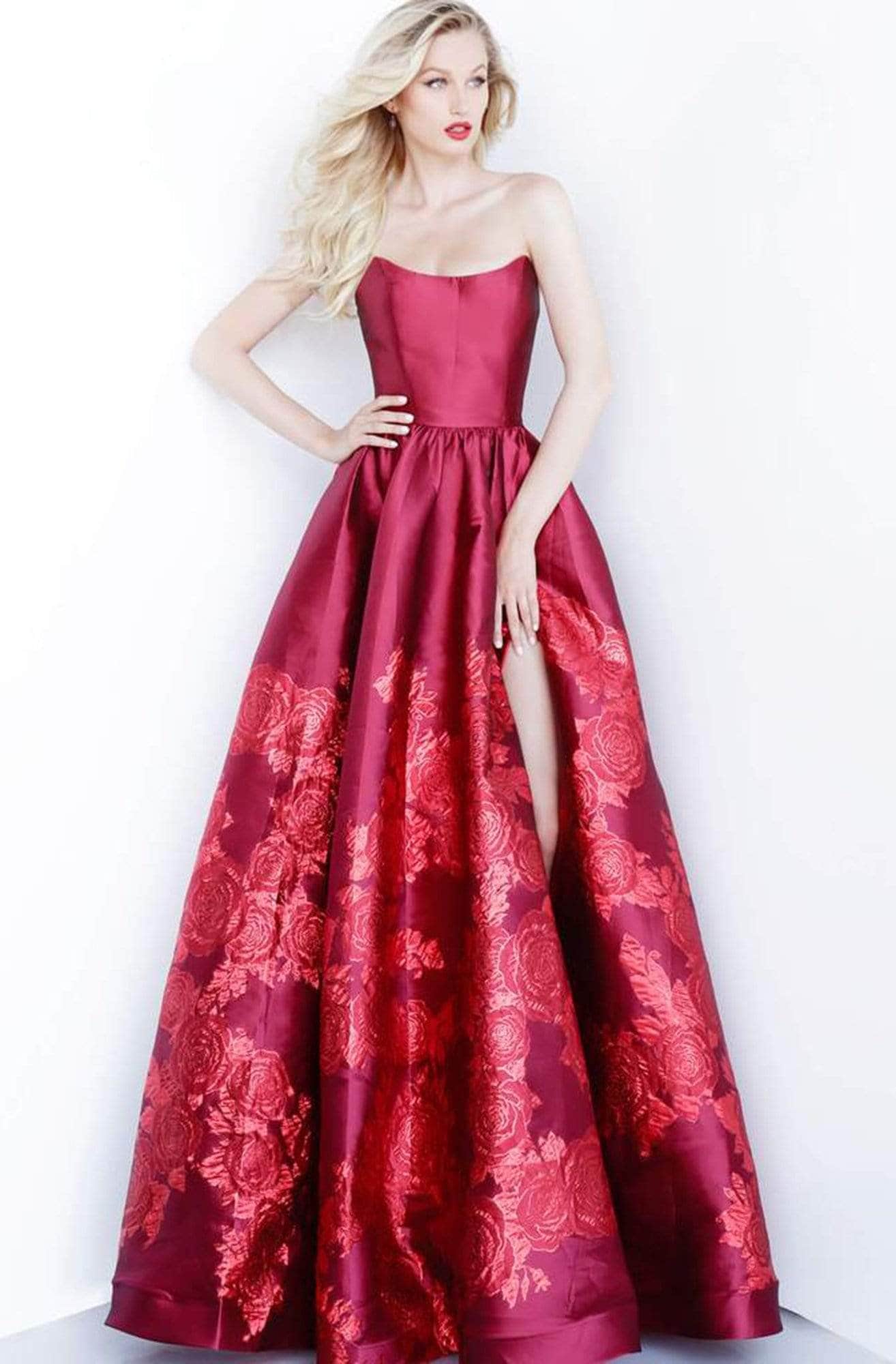 Jovani 02038 - Floral Scoop Neck Embroidered Gown – Couture Candy