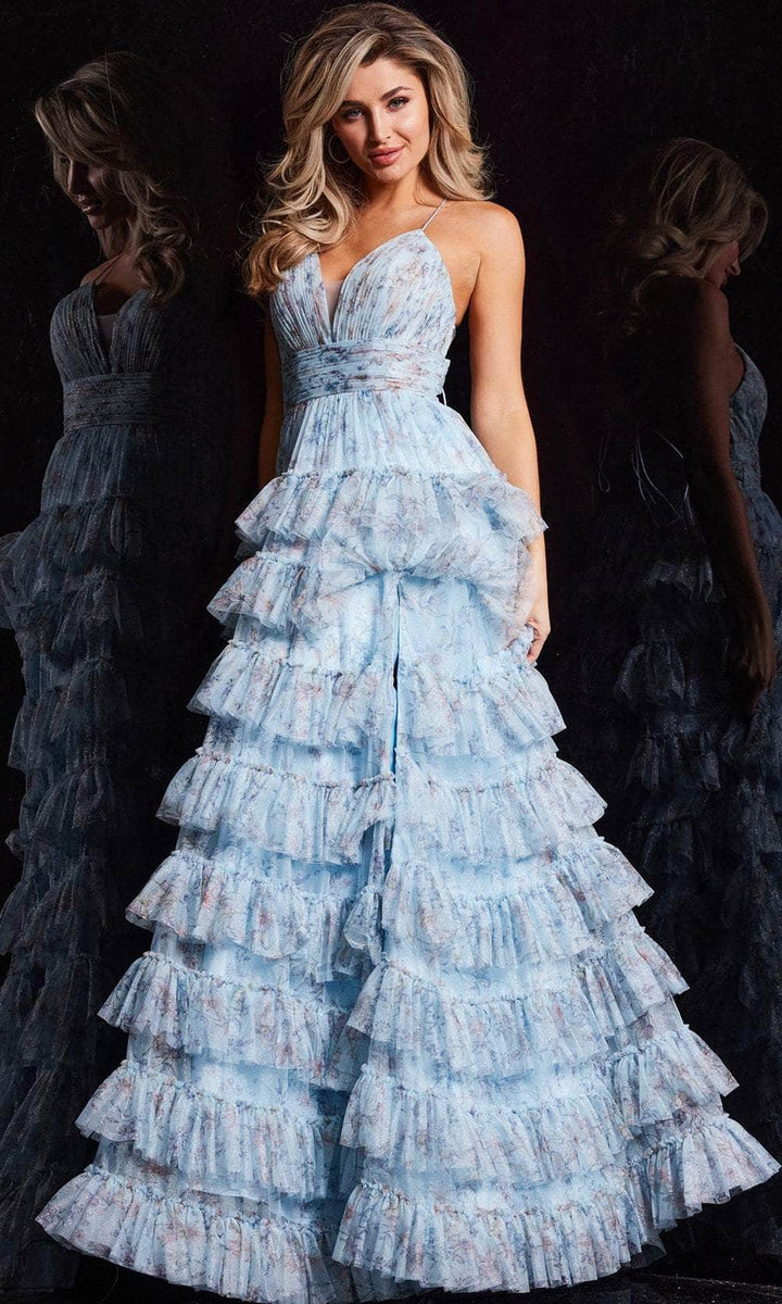 Jovani 36571 - Floral Mesh A-Line Prom Dress – Couture Candy