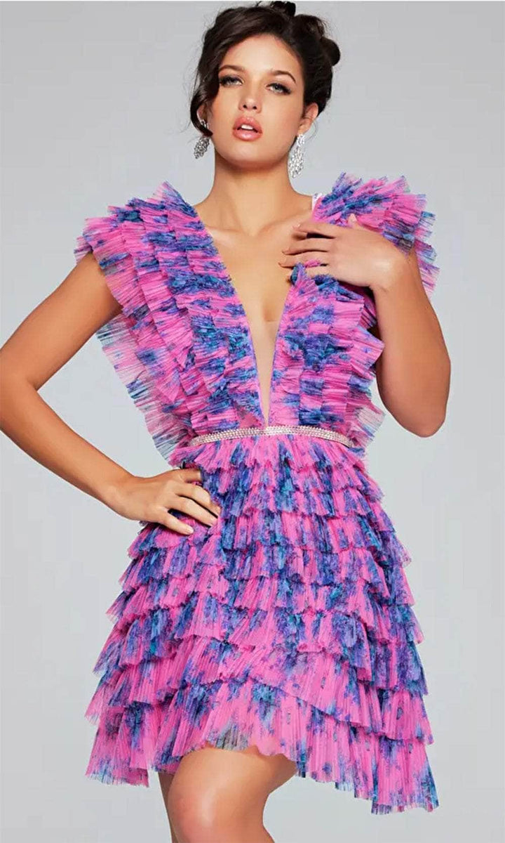 Jovani 50069 - Plunging Neckline Ruffled Cocktail Dress – Couture Candy