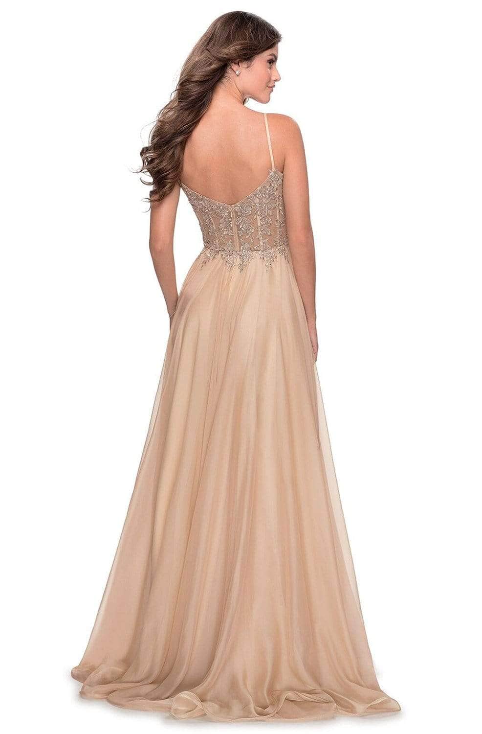 La Femme 28543SC - Sheer Bodice A-Line Evening Dress – Couture Candy