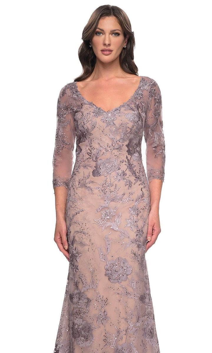 La Femme 30130 - V-Neck Sheath Formal Dress – Couture Candy