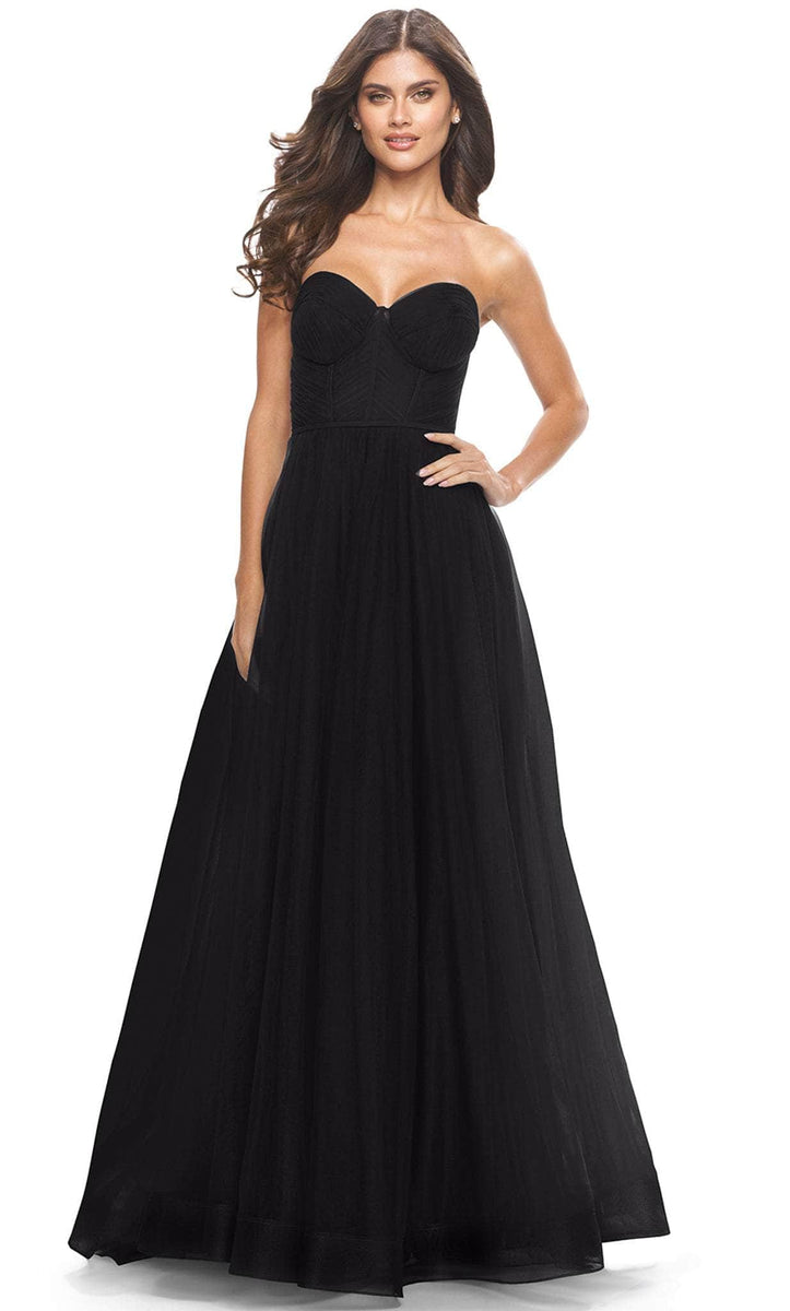 La Femme 31205SC - Sheer Strapless Prom Dress – Couture Candy