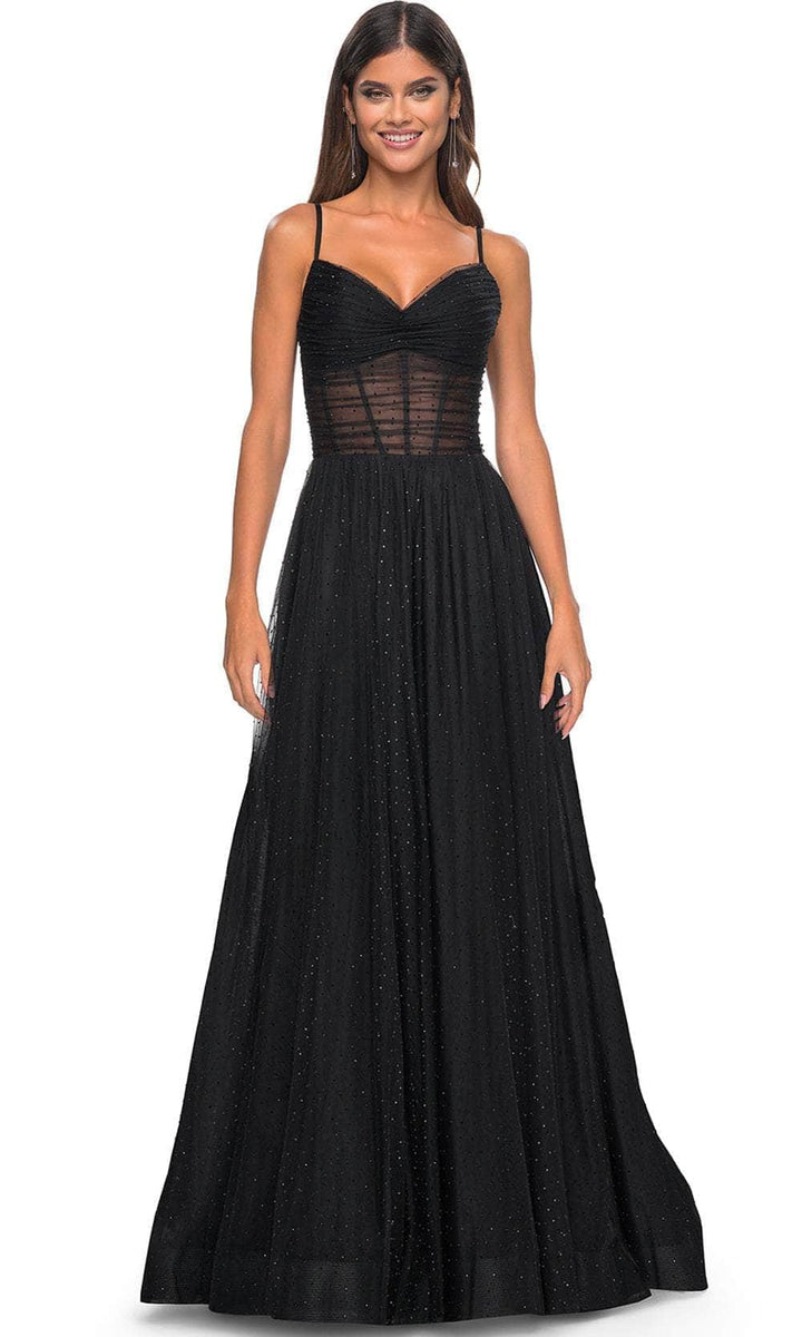 La Femme 31970SC - Illusion Midriff V-Neck Prom Dress – Couture Candy
