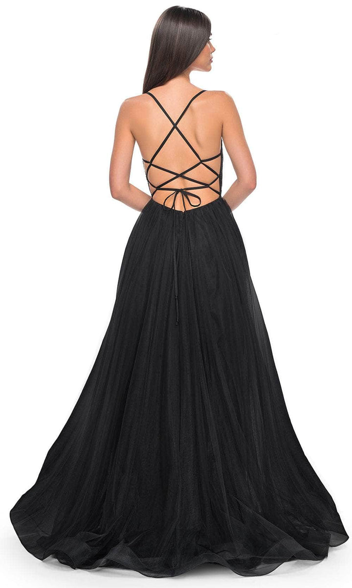 La Femme 32135 - Fishnet Bodice Prom Dress – Couture Candy