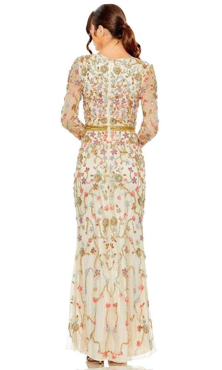 Mac Duggal 6016 - Long Sleeve Bead Embellished Long Dress – Couture Candy