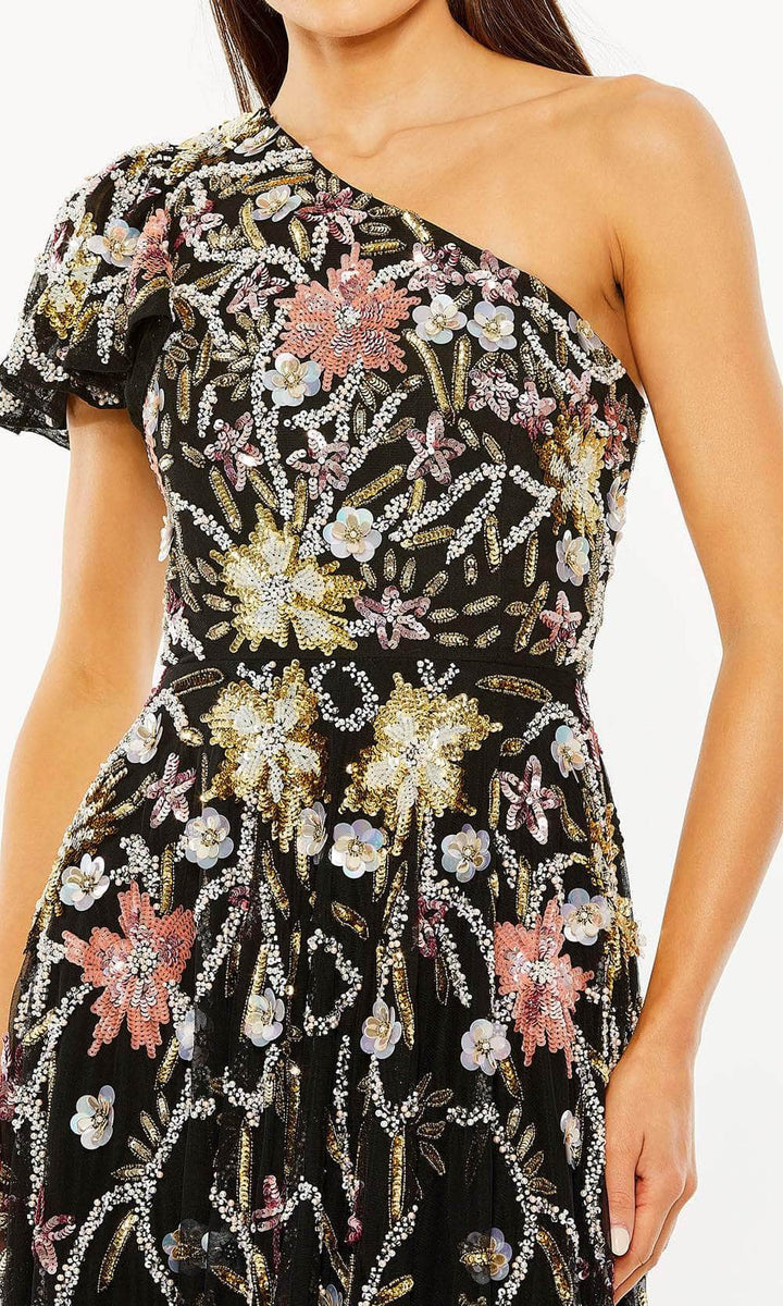 Mac Duggal 6134 - Floral Sequin Pattern One-Shoulder Prom Dress ...