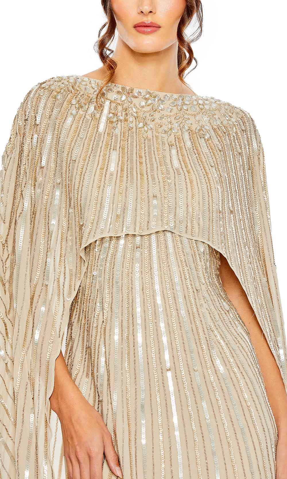 Mac Duggal 93869 - Sequin Embellished Cape Sleeve Evening Dress ...