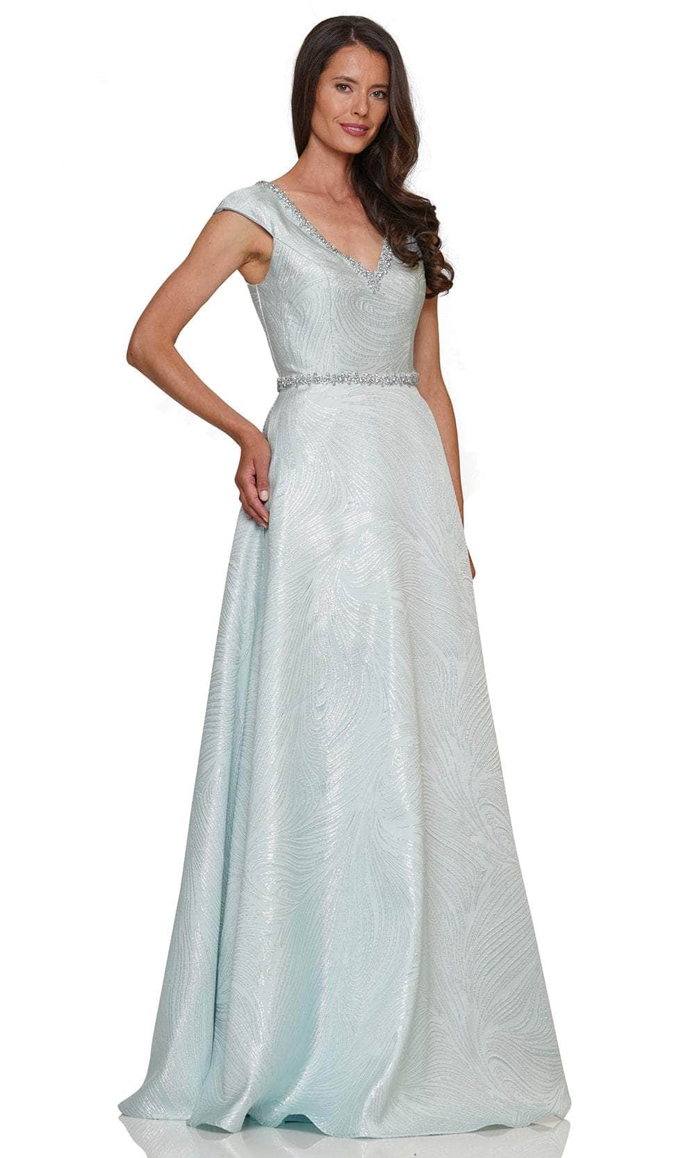 Marsoni by Colors MV1264 - Beaded Trim V-Neck Formal Gown – Couture Candy