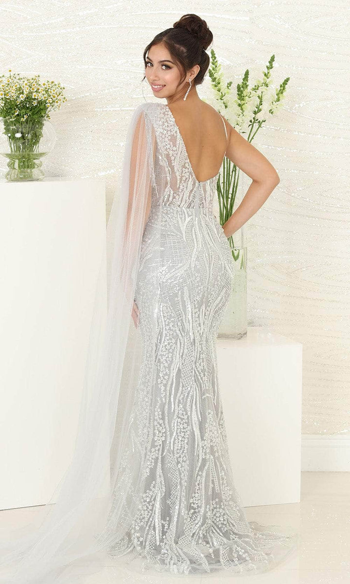 May Queen RQ8066 - Illusion Cape Beaded Prom Gown – Couture Candy