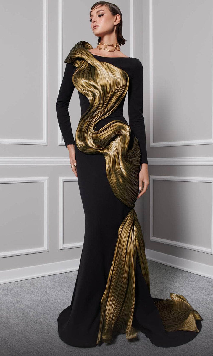 MNM Couture 2730A - Texture Draped Evening Gown – Couture Candy