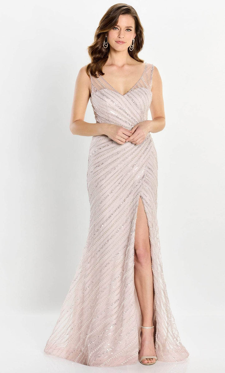 Montage by Mon Cheri M2216 - Pearl and Beaded Illusion Slit Gown ...