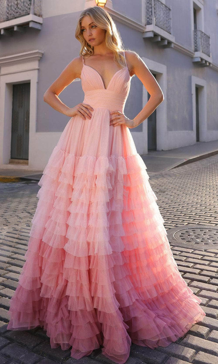Nox Anabel C1420 - Ruffled Ombre Prom Dress – Couture Candy