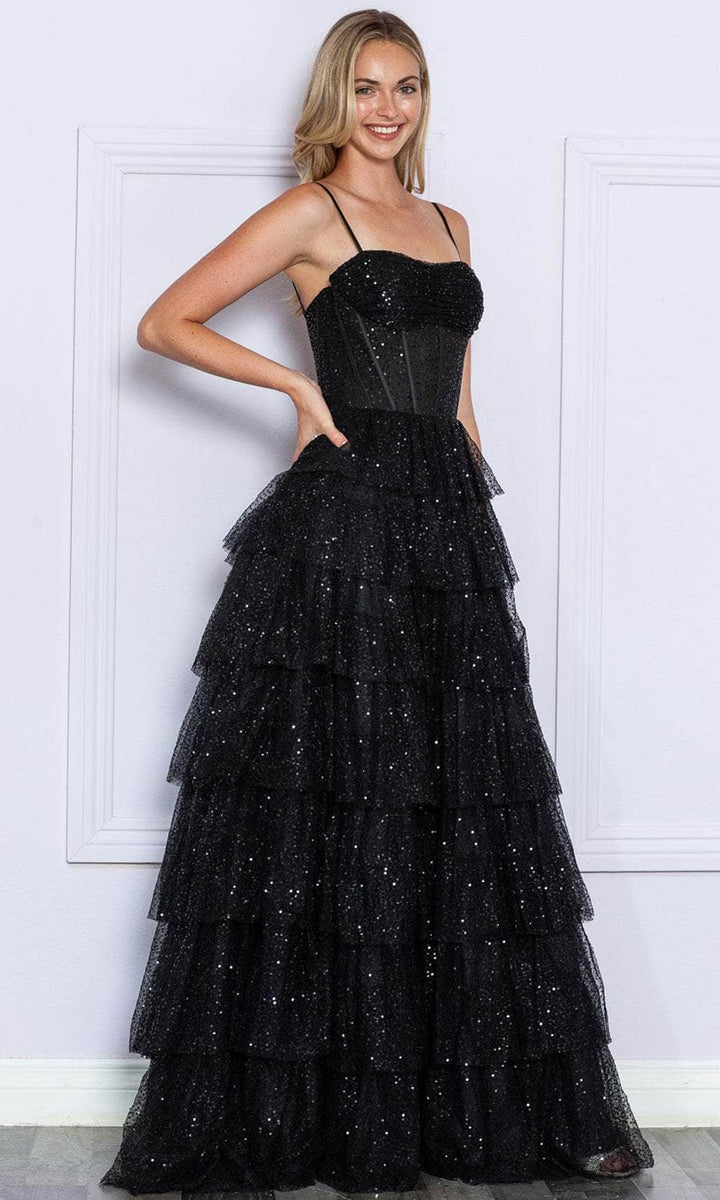 Poly USA 9328 - Sequin Tiered Prom Dress – Couture Candy