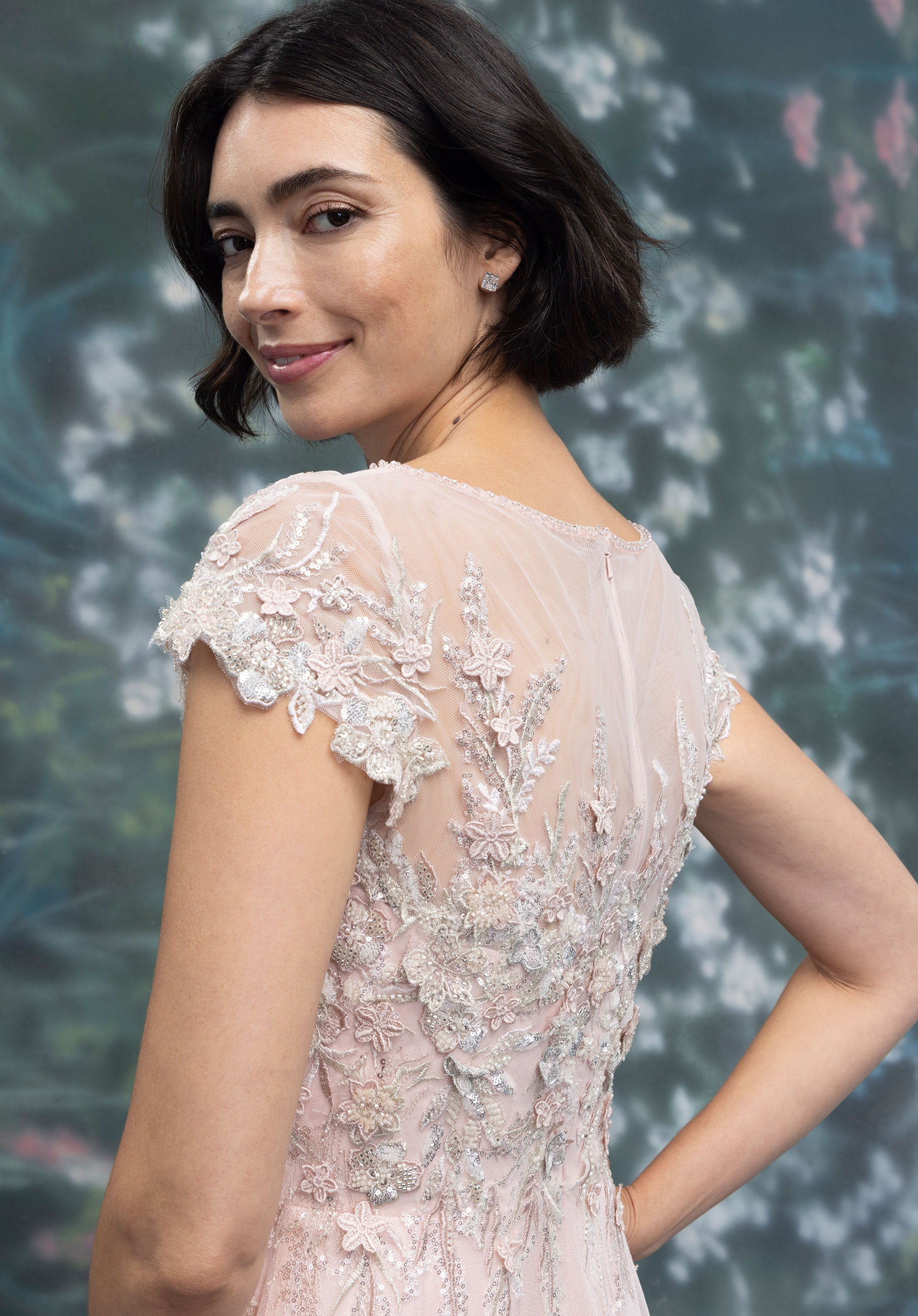 MGNY By Mori Lee 2070022 - Long Chiffon A-line Dress - Cap Sleeves, 3D ...