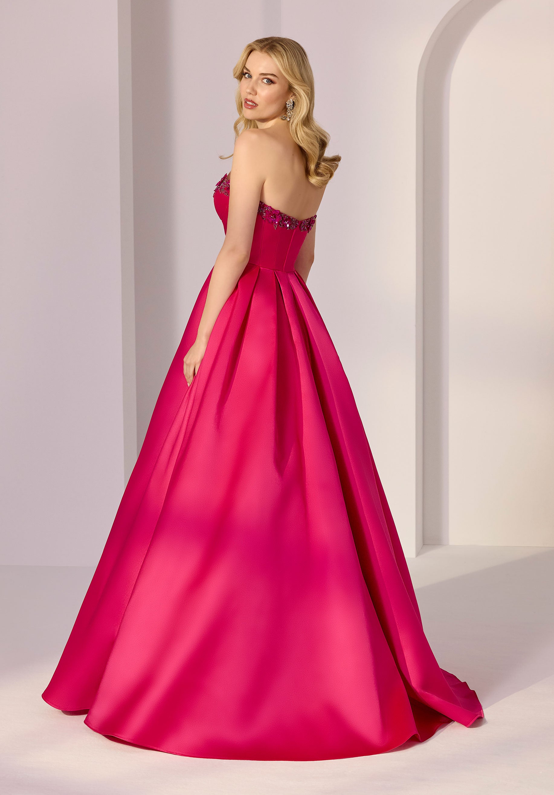 Mori Lee 49221 - Long Mikado A-line Dress - 3D Hand Beaded, Strapless ...
