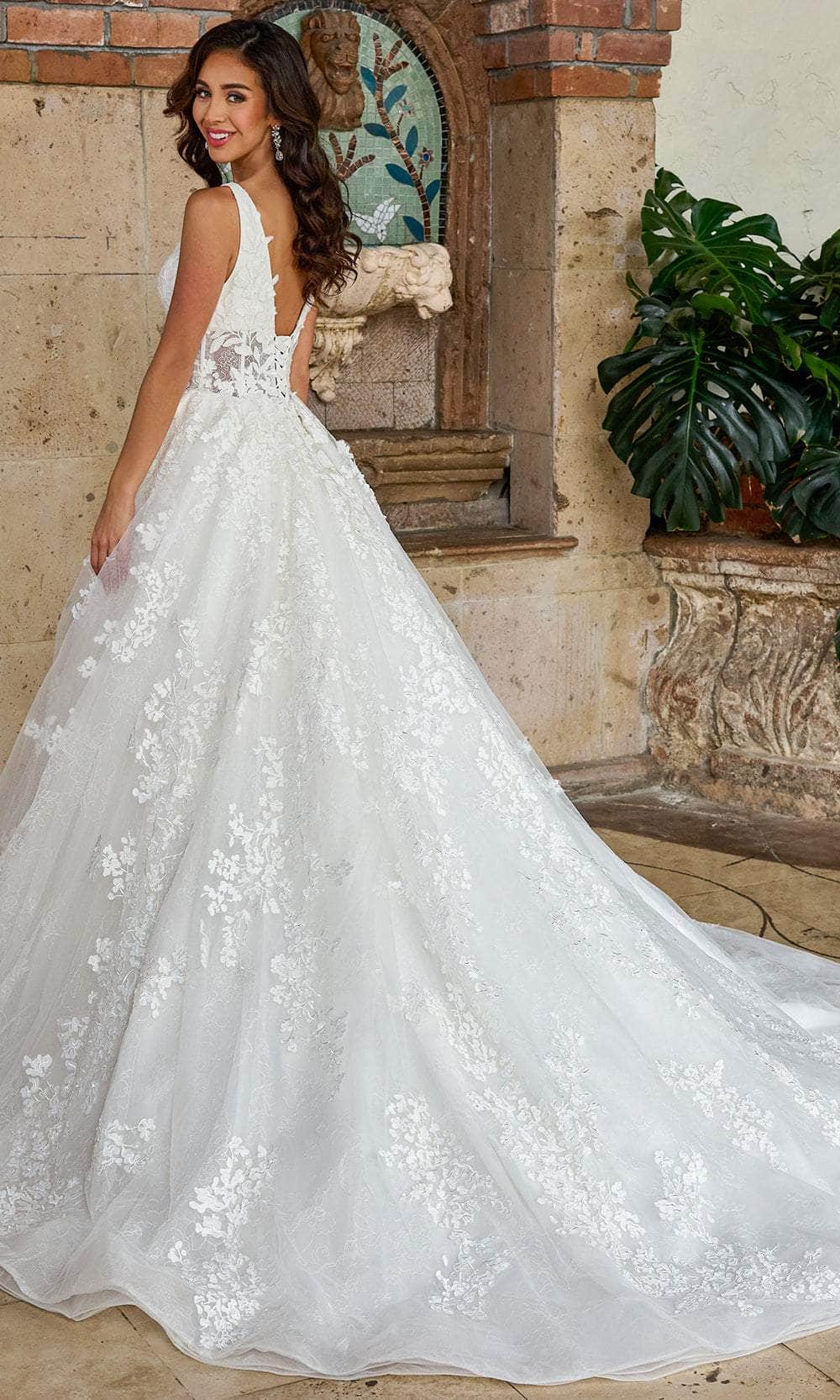 Rachel Allan Bridal RB5060 - Plunging Neckline Embroidered Bridal Gown ...