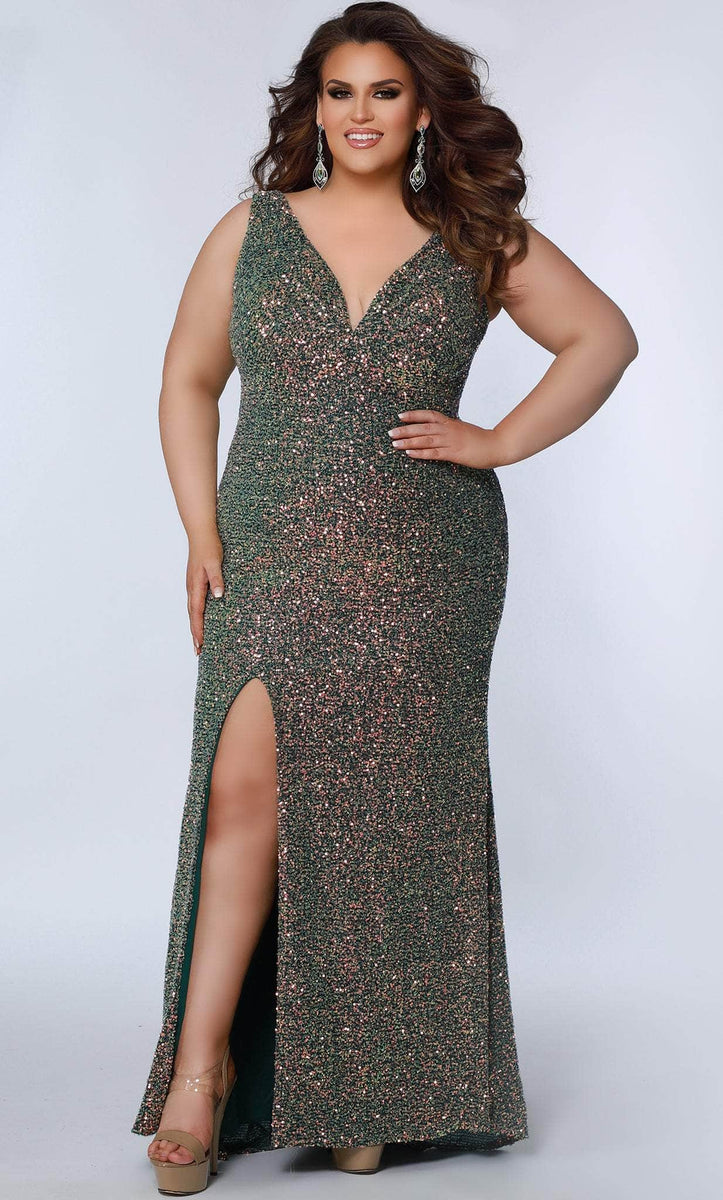 Sydney's Closet SC7339 - Sequin Embellished Plunging V-Neck Prom Dress ...