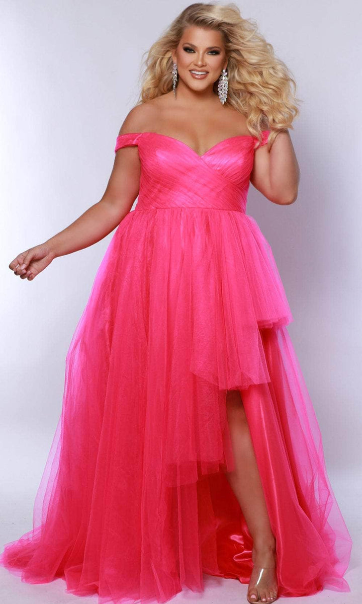 Sydney's Closet SC7388 - Off-Shoulder High-Low Hem Prom Dress – Couture ...