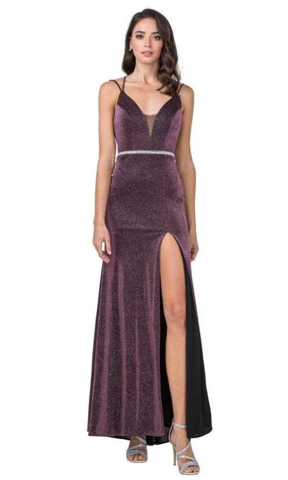 Trevi Collection - D418 Glittered Strappy Back Long Dress – Couture Candy