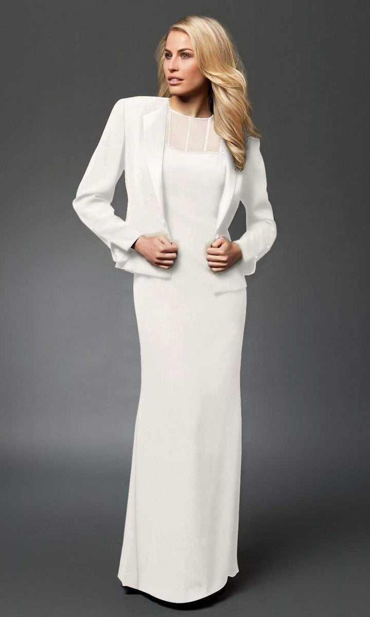 Alexander by Daymor - 2105 Classy Beaded Sheer Yoke Sheath Gown With J ...