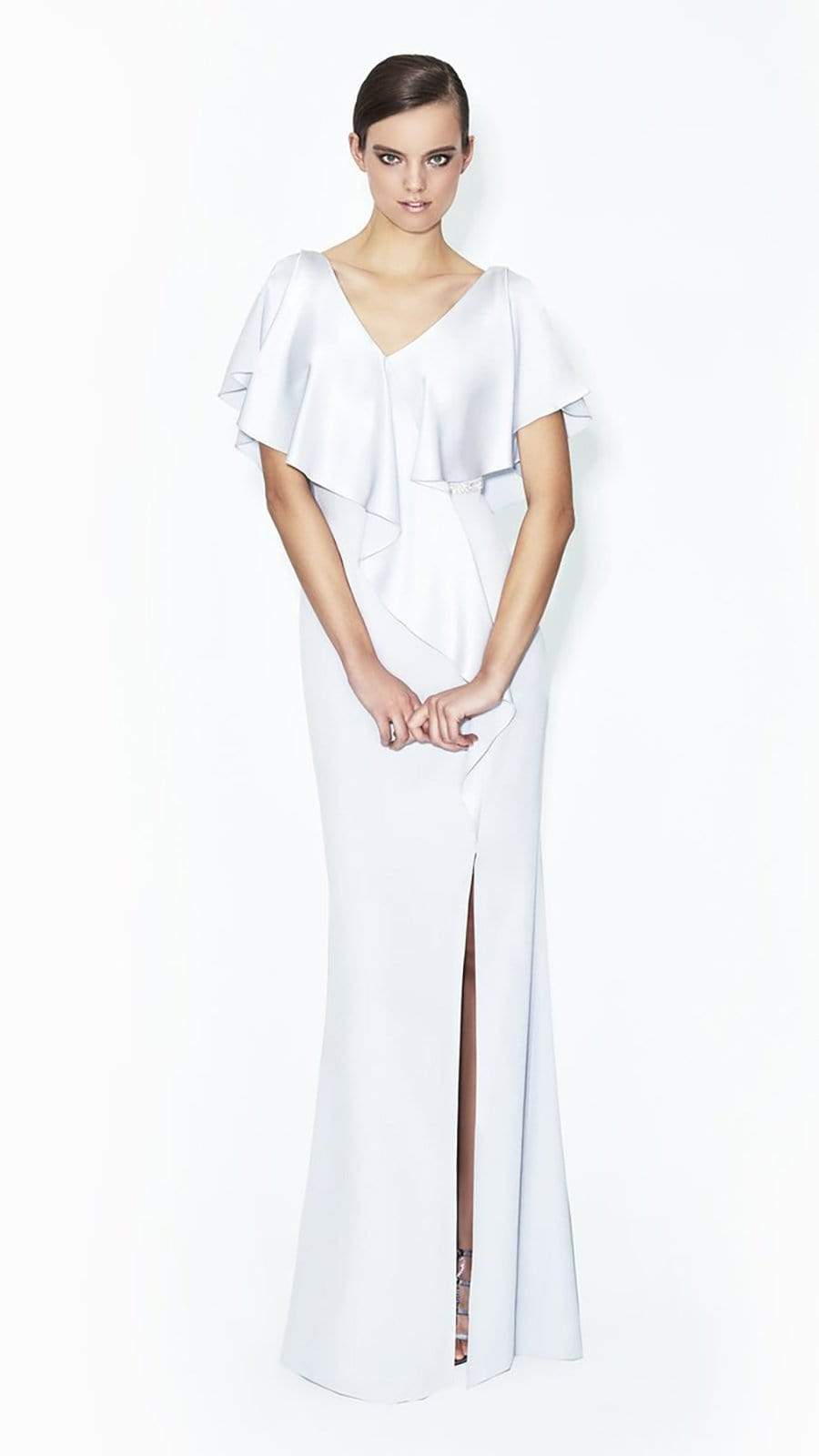 Alexander by Daymor 559 Cape V-Neck Flounce Gown – Couture Candy