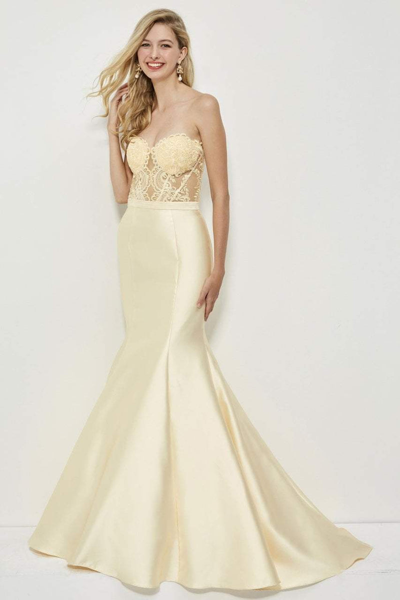 Angela & Alison - 81028 Sheer Strapless Mermaid Gown – Couture Candy