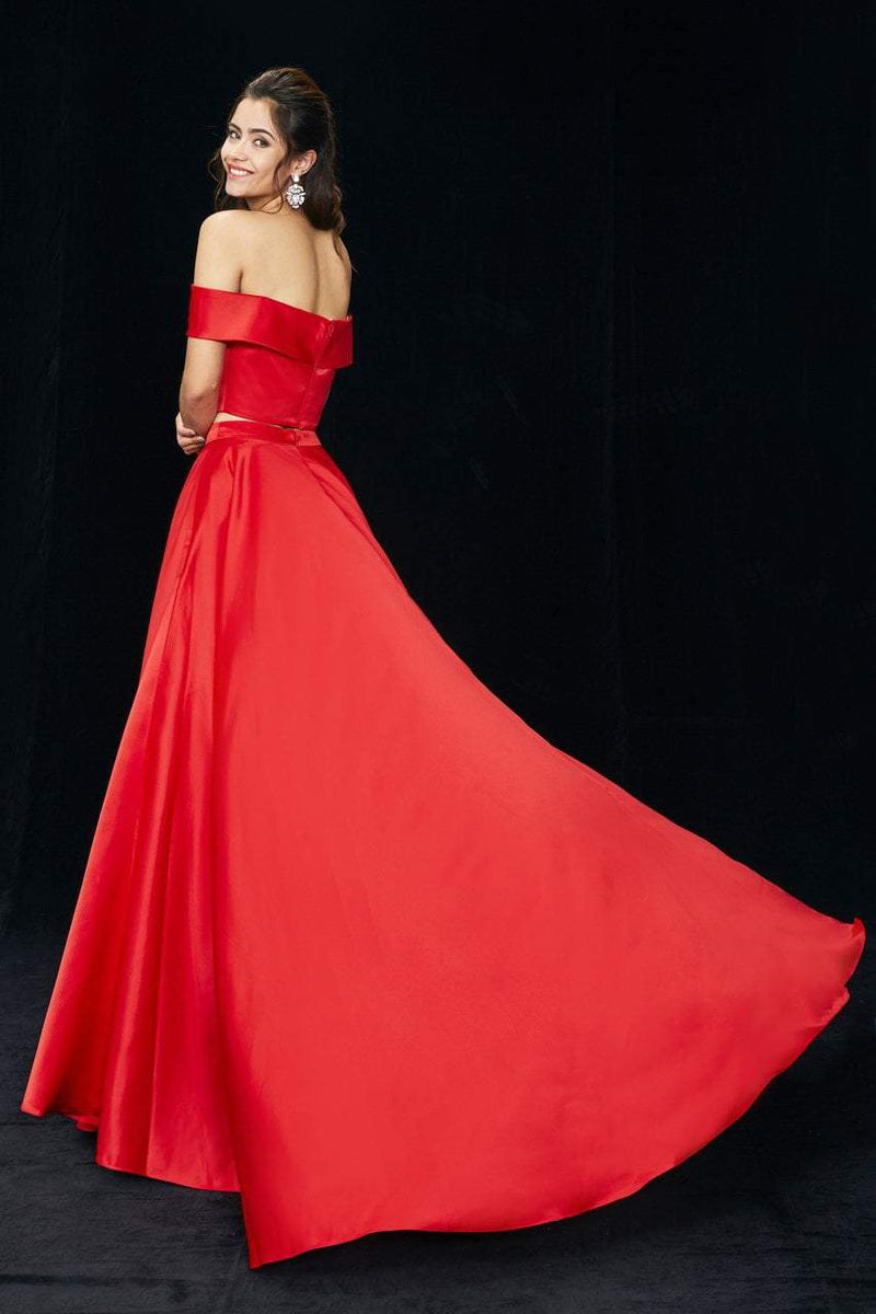 Angela & Alison - 81136 Off-Shoulder Two-Piece A-line Gown – Couture Candy