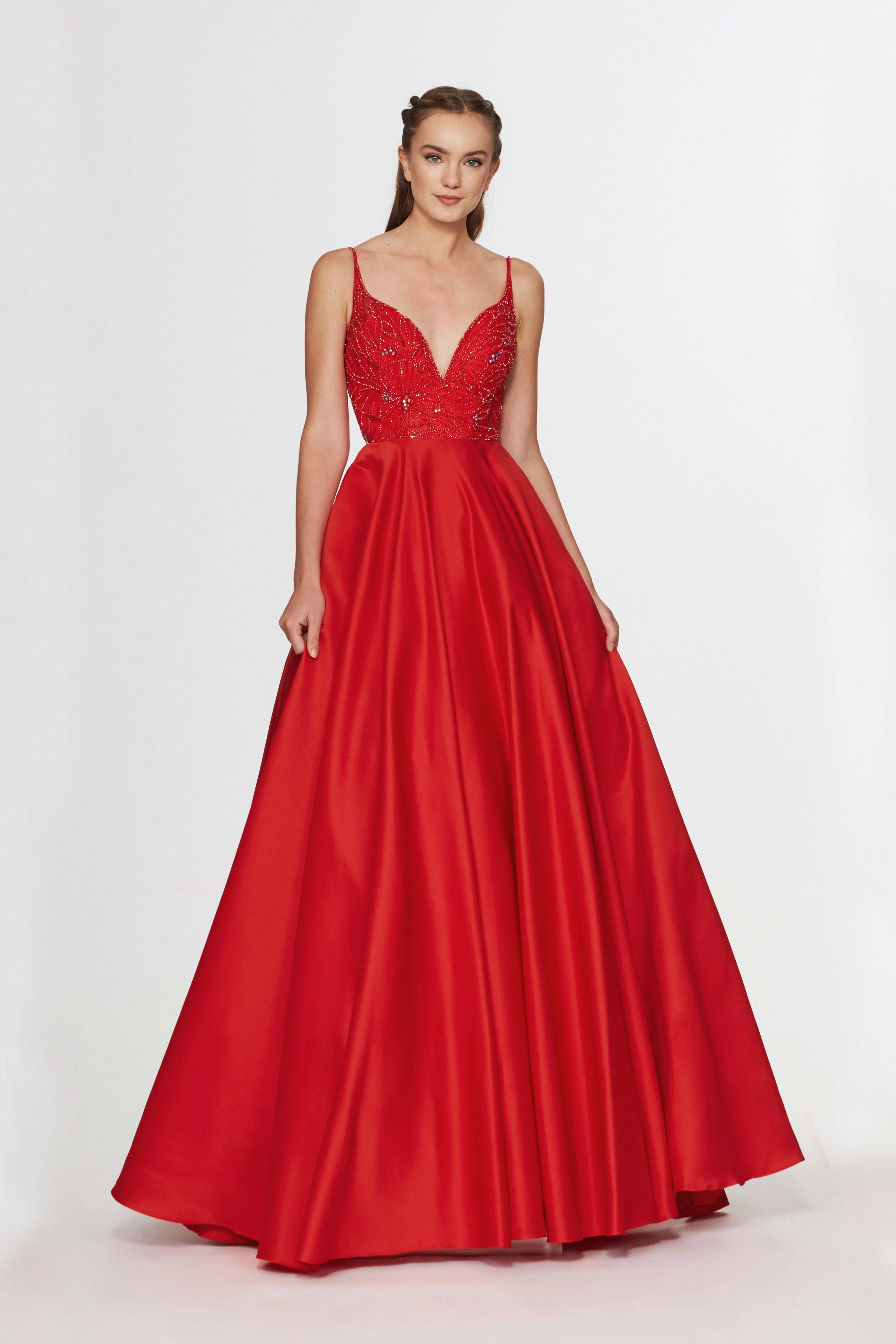 Angela & Alison - 91001 Sleeveless Low Scoop Back Beaded Satin Gown ...
