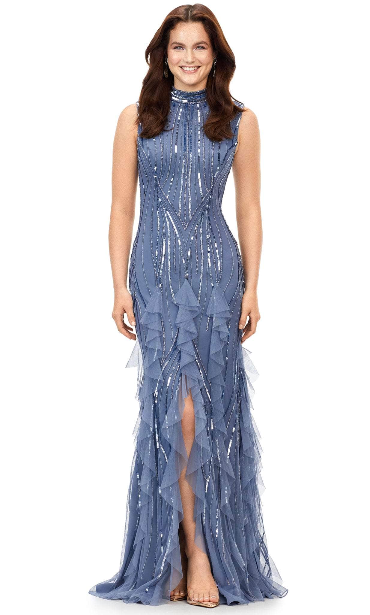 Ashley Lauren 11198 - High Neck Ruffled Evening Gown – Couture Candy