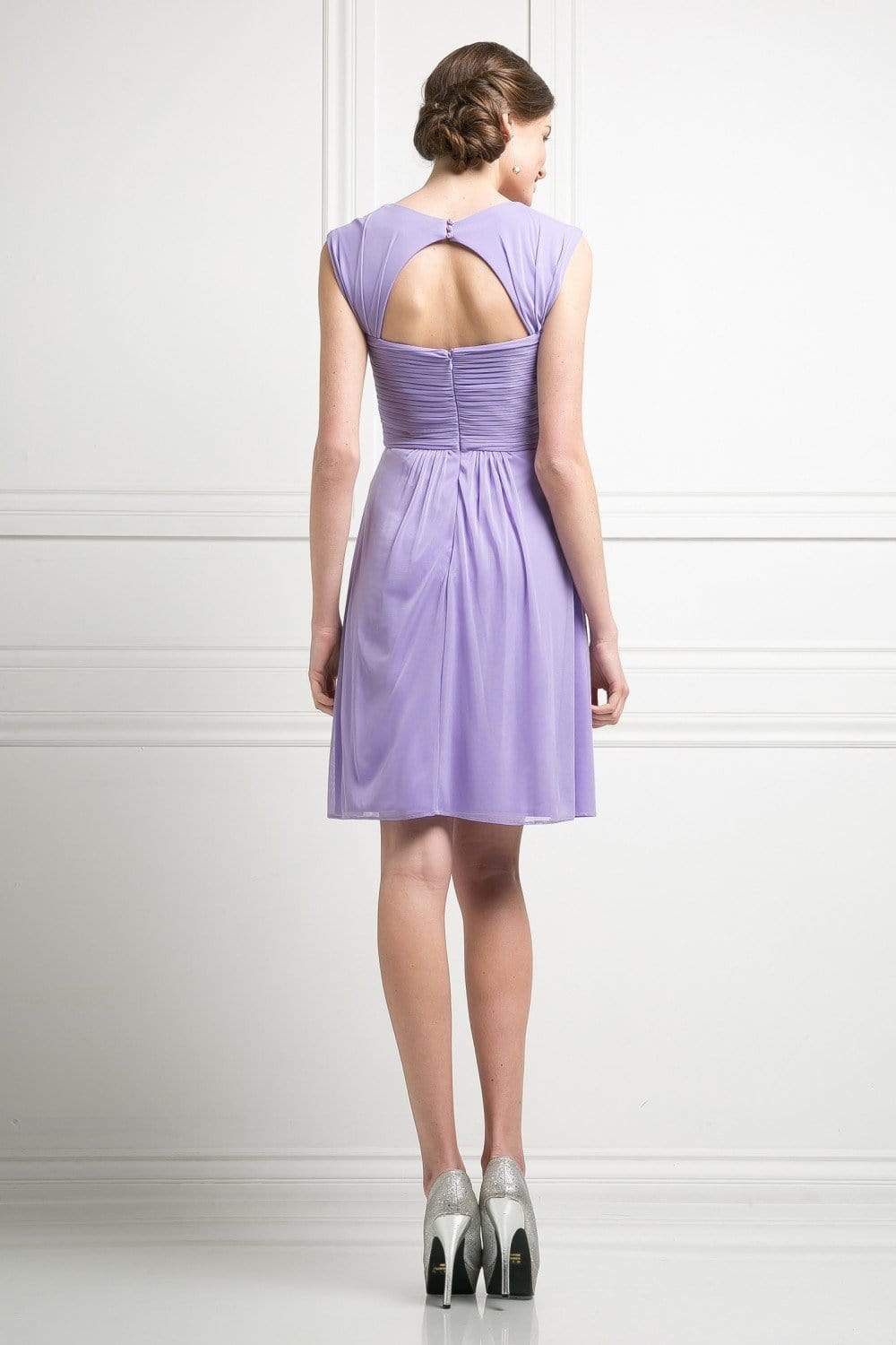 Cinderella Divine - 3832 Wide Strap Keyhole Back Ruched Cocktail Dress ...