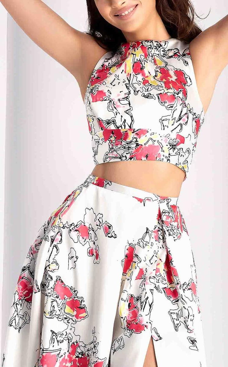Clarisse - 3002 Two Piece Printed Mikado Dress – Couture Candy